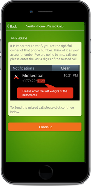 Missed Call Verification